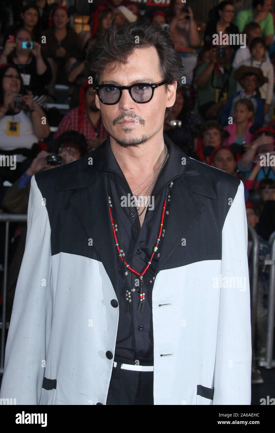 Johnny depp attending the uk film premiere of dark shadows hi-res stock ...