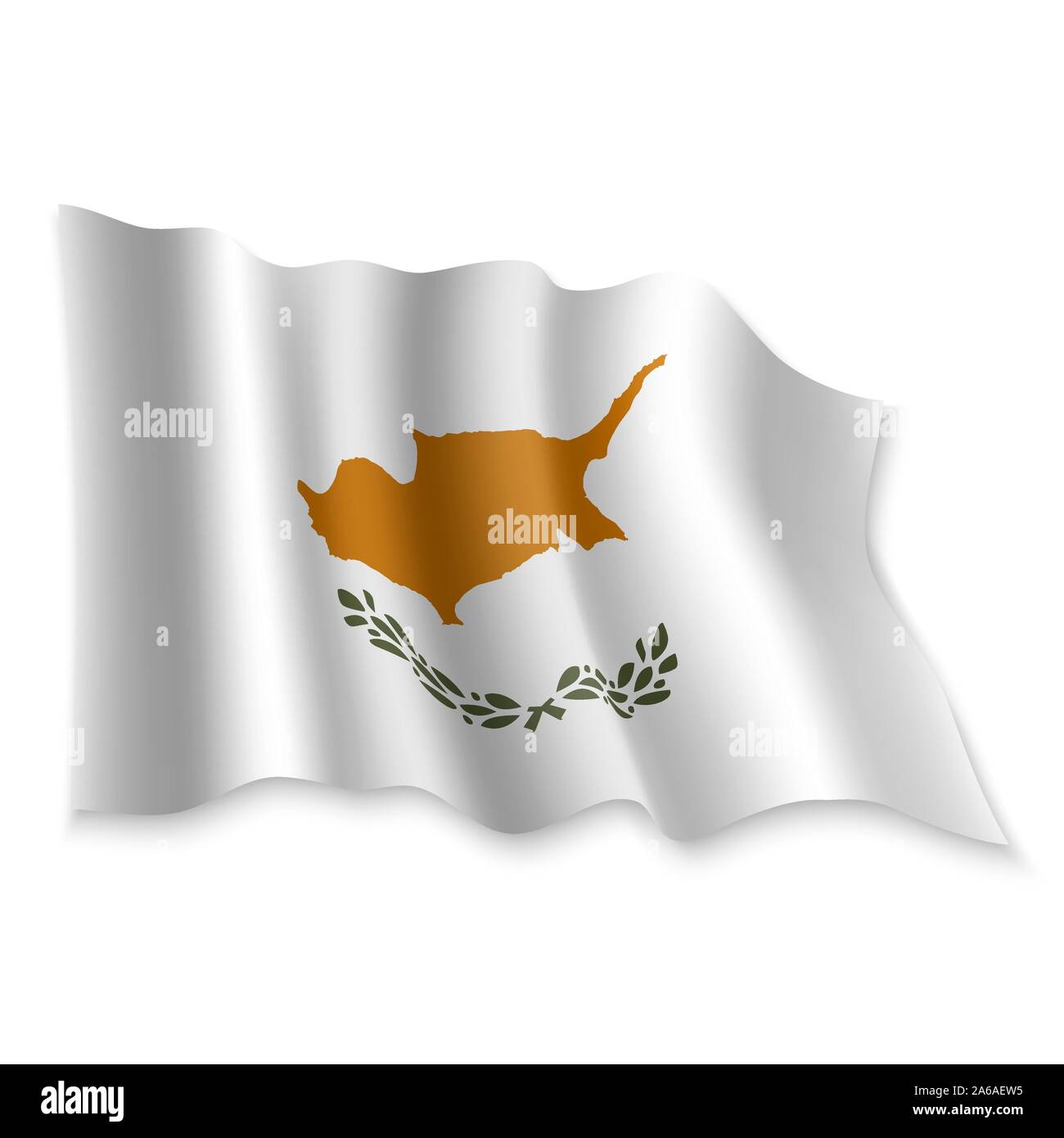 3D Realistic waving Flag of Cyprus on white background Stock Vector ...