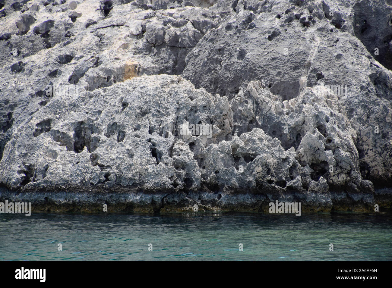 Coastal cliffs of limestone. The coast of the Mediterranean Sea in ...