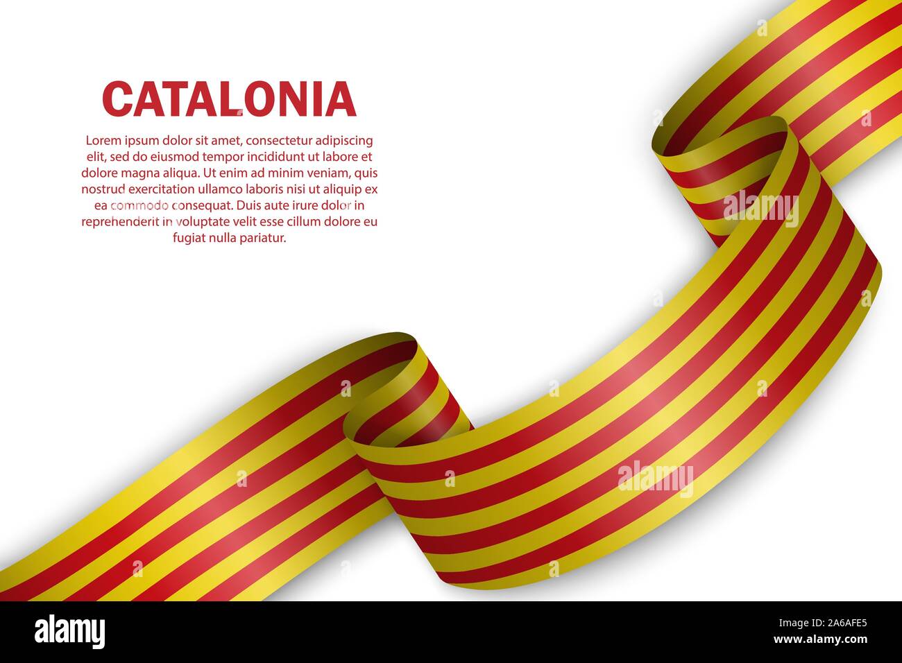 waving flag of Catalonia on white background. Template for design Stock ...