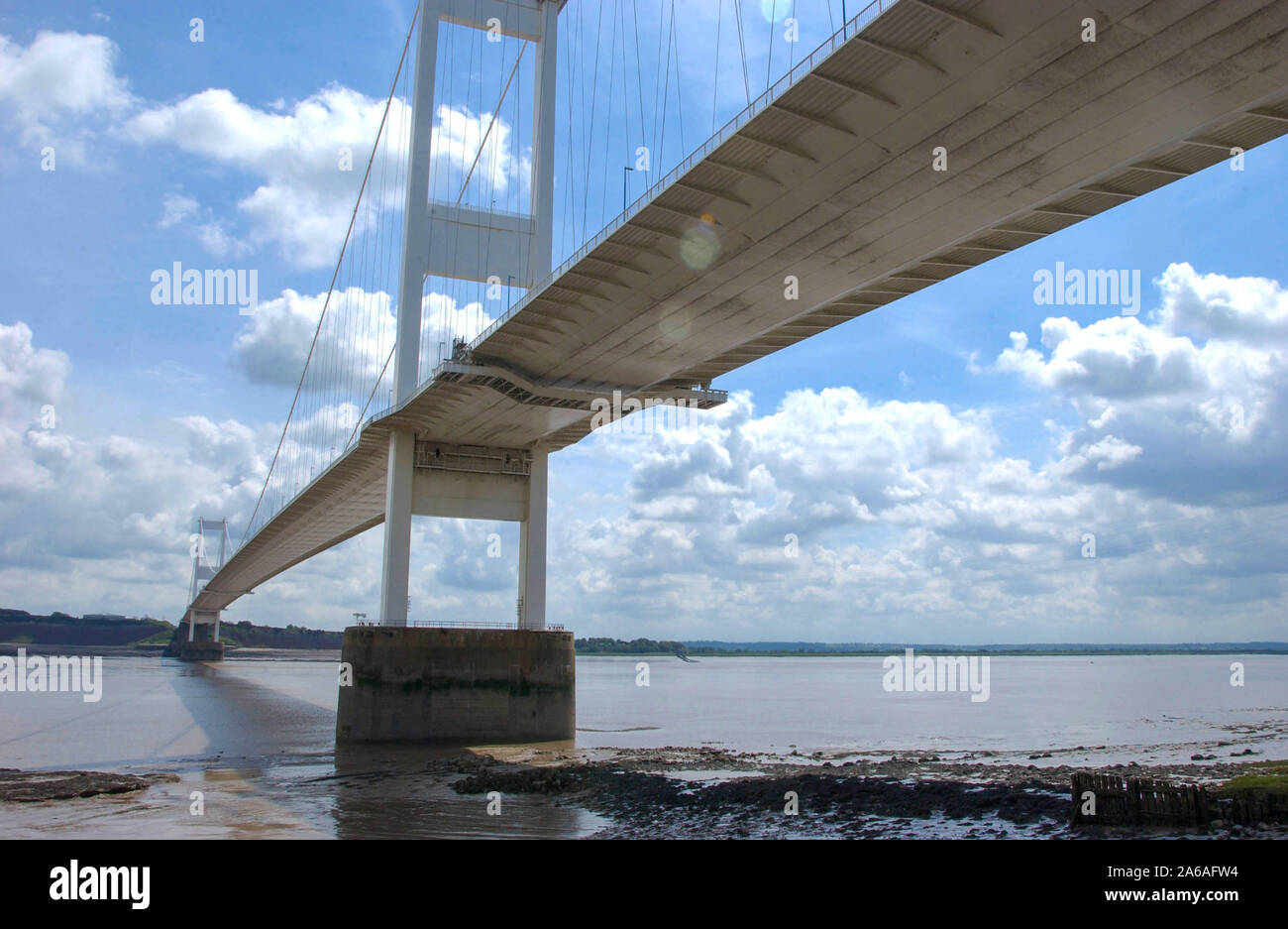 The Severn Bridge, the first suspension bridge over the Severn Estuary ...