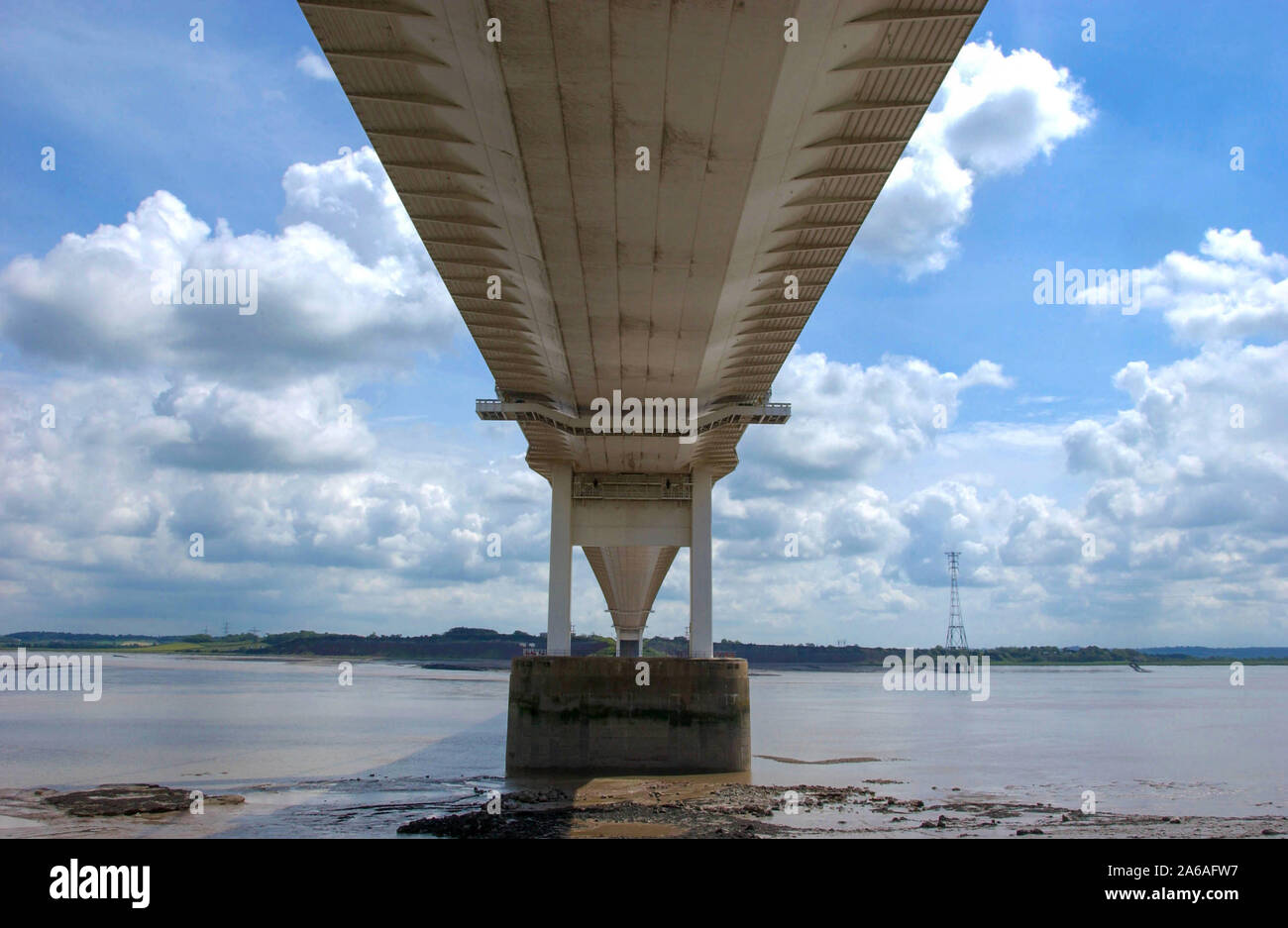 The Severn Bridge, the first suspension bridge over the Severn Estuary ...