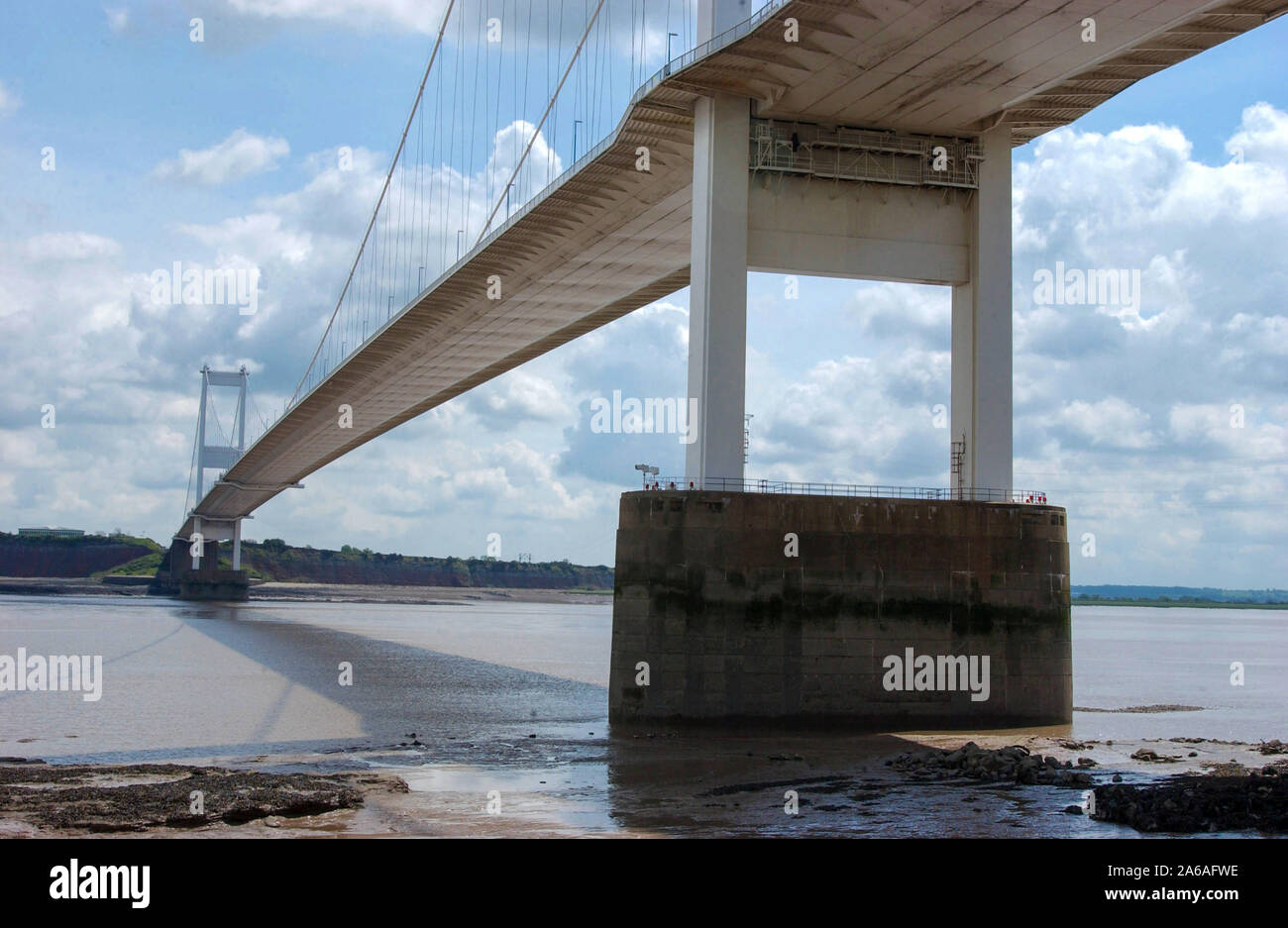 The Severn Bridge, the first suspension bridge over the Severn Estuary ...