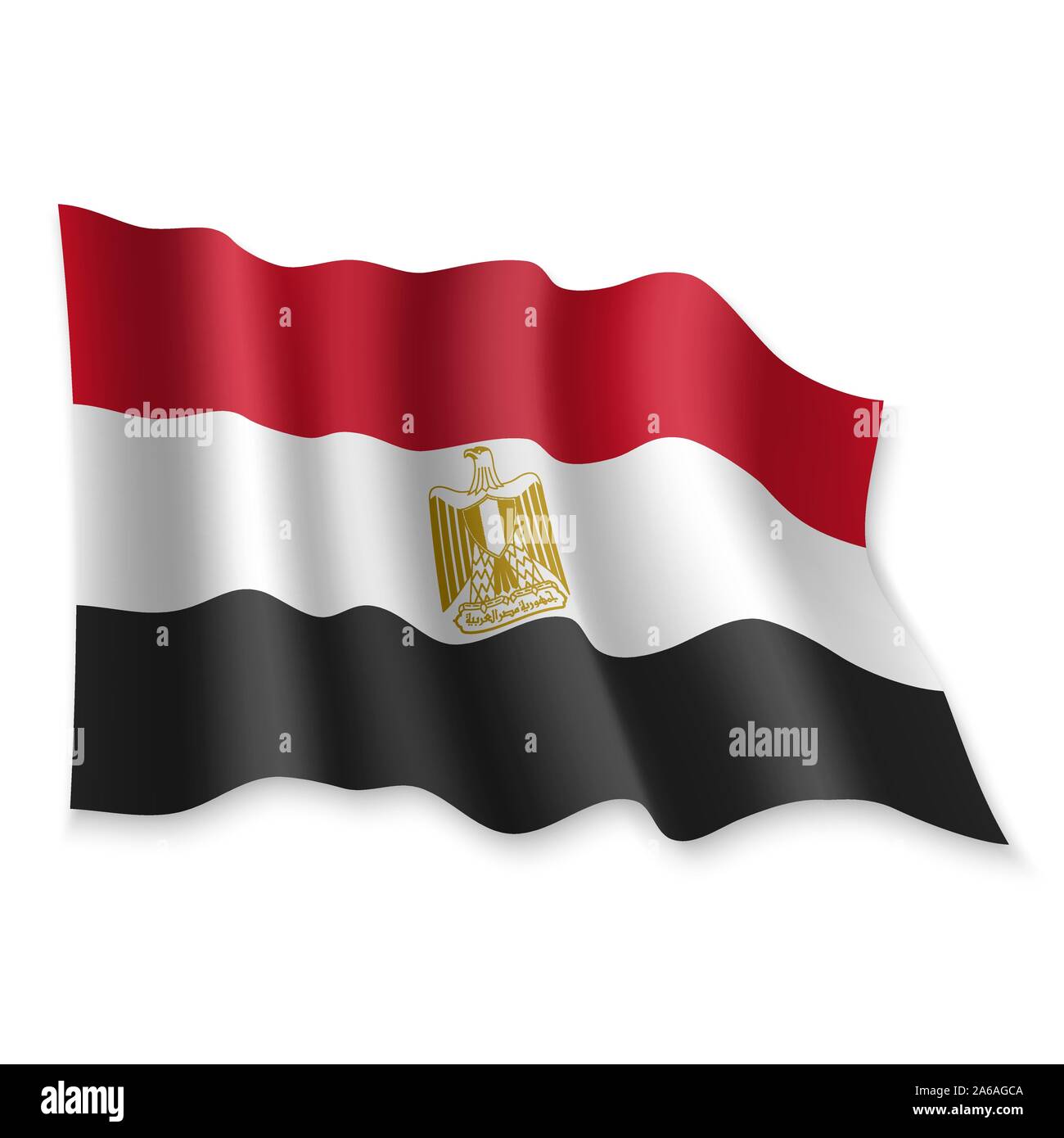 3D Realistic waving Flag of Egypt on white background Stock Vector ...