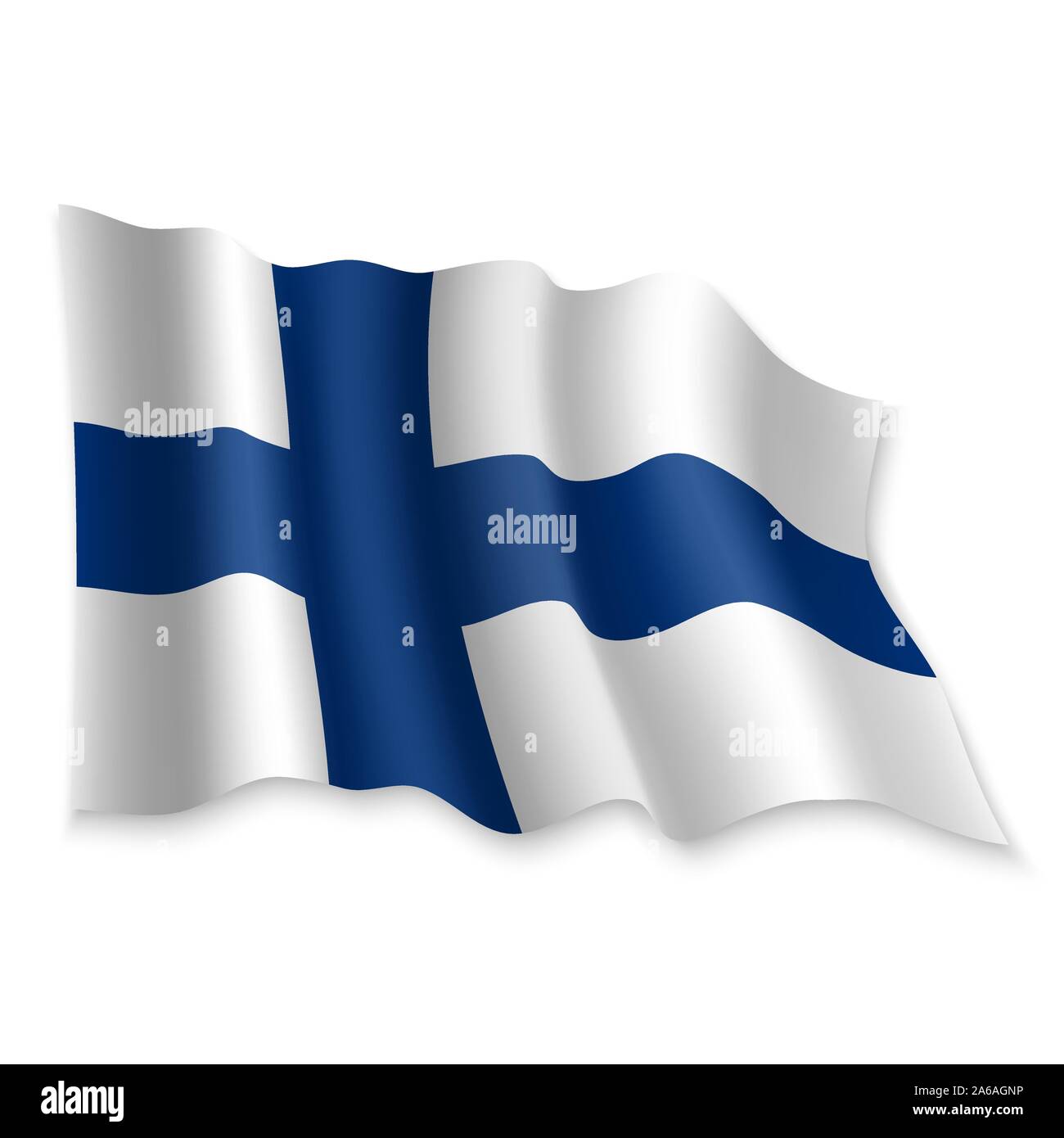 3D Realistic waving Flag of Finland on white background Stock Vector ...