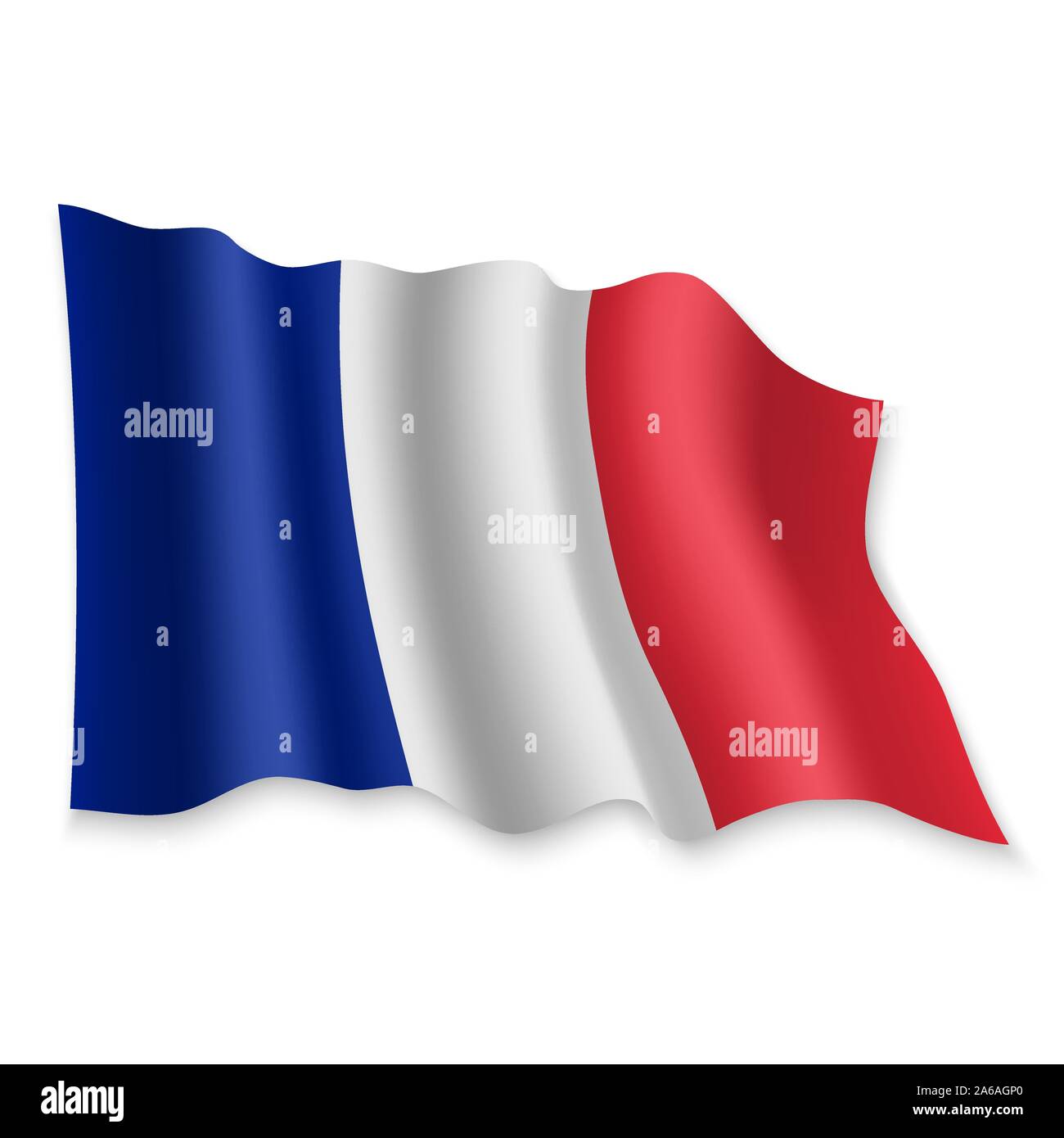 3D Realistic waving Flag of France on white background Stock Vector ...
