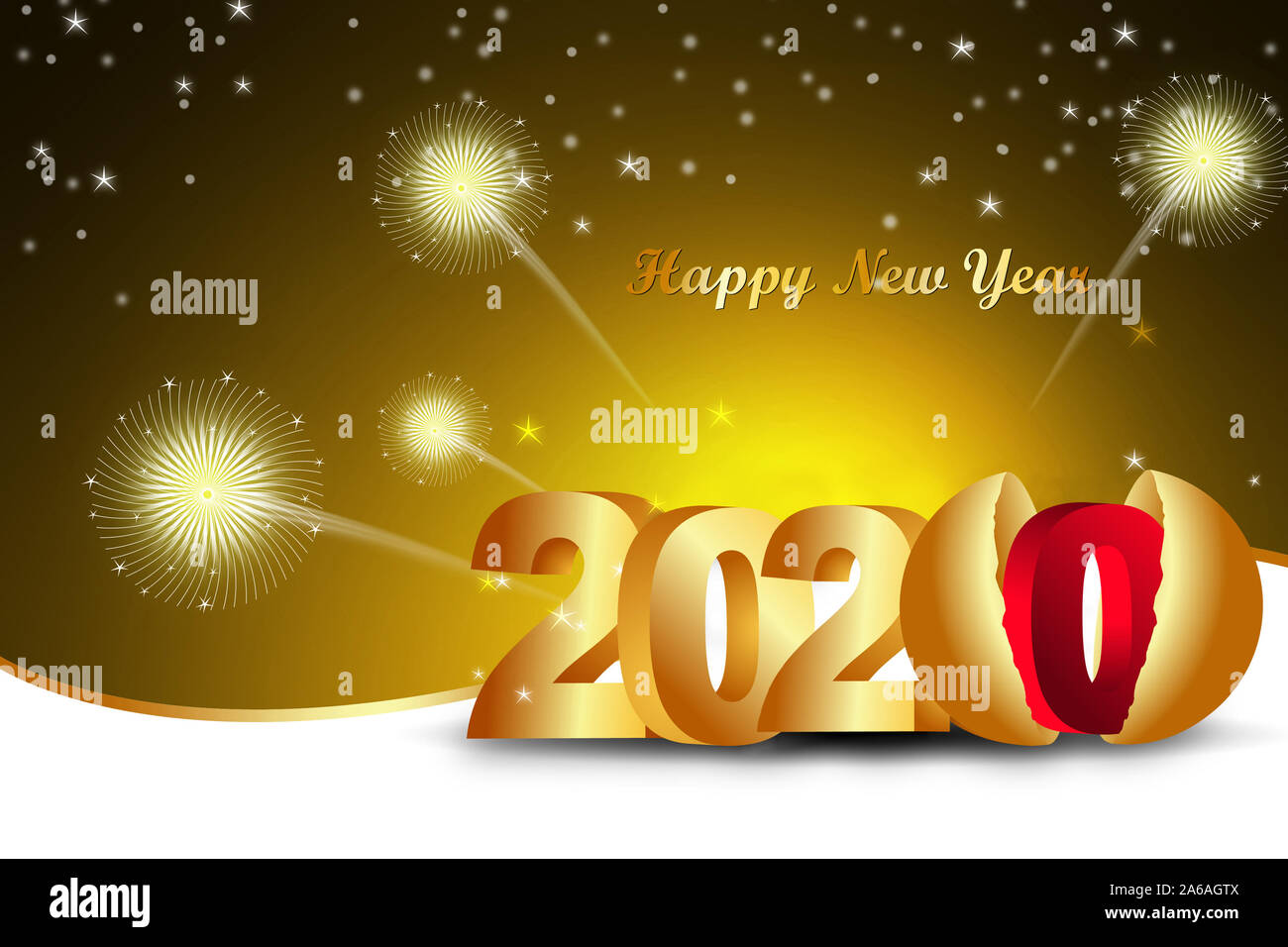 Cover of business diary for 2020 with new year celebration and wishes ...
