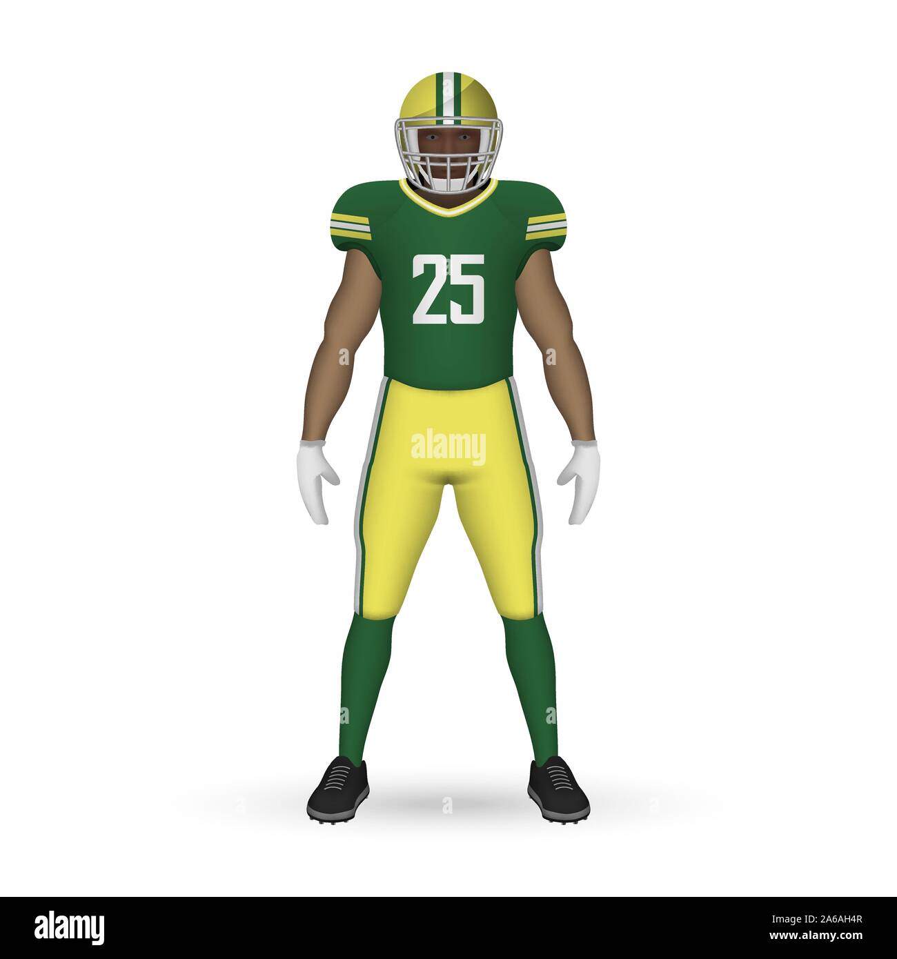 3D realistic American football player, Team Kit template design Green ...