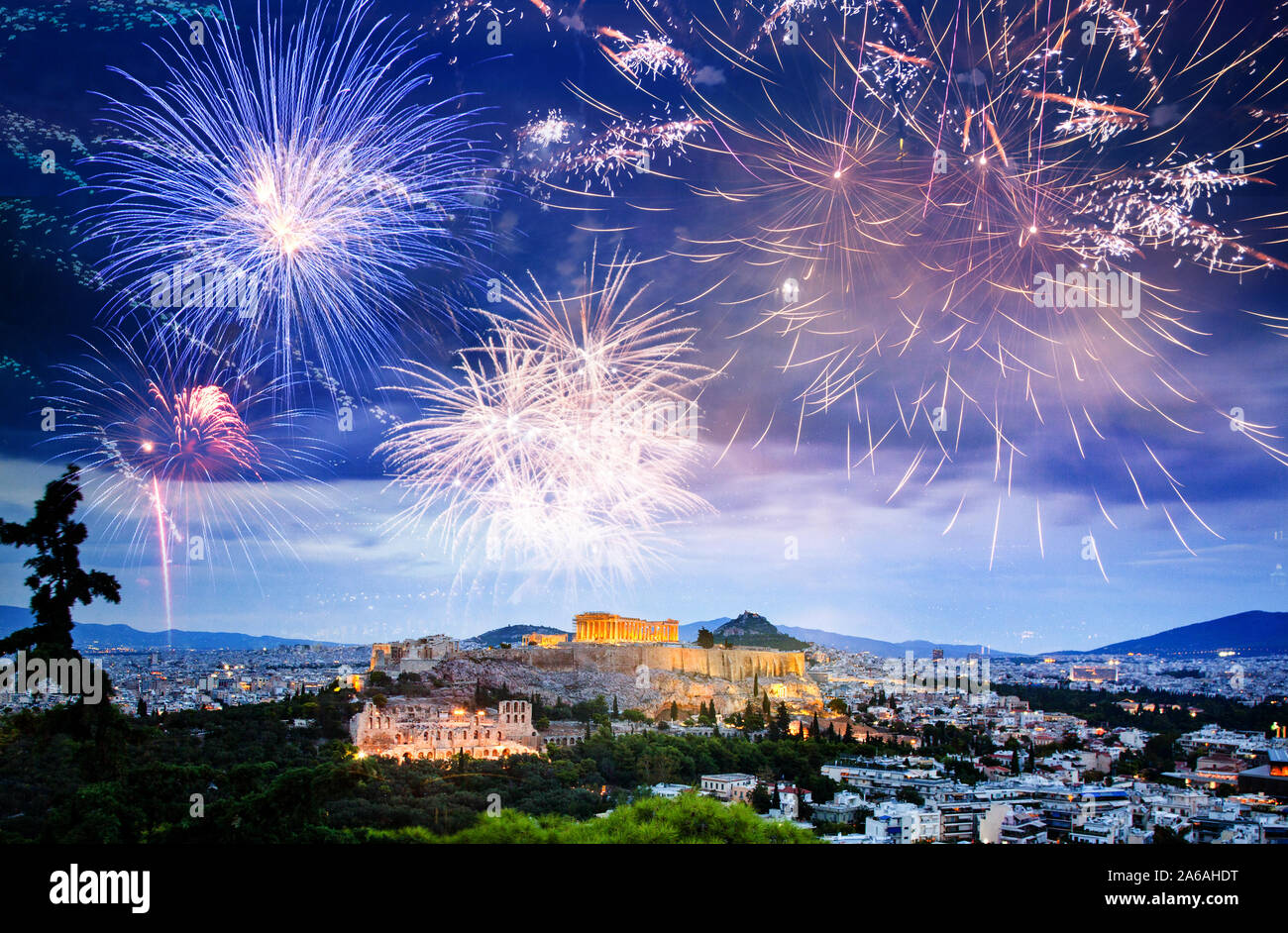 Acropolis fireworks hi-res stock photography and images - Alamy