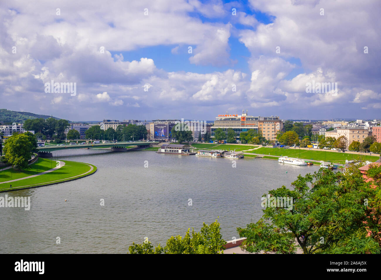 Landscape view of Vistula river, the longest and largest river in ...