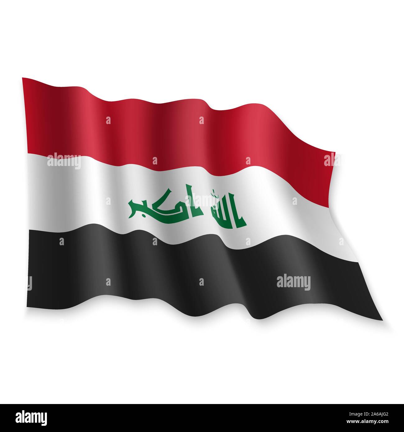 3D Realistic waving Flag of Iraq on white background Stock Vector Image ...