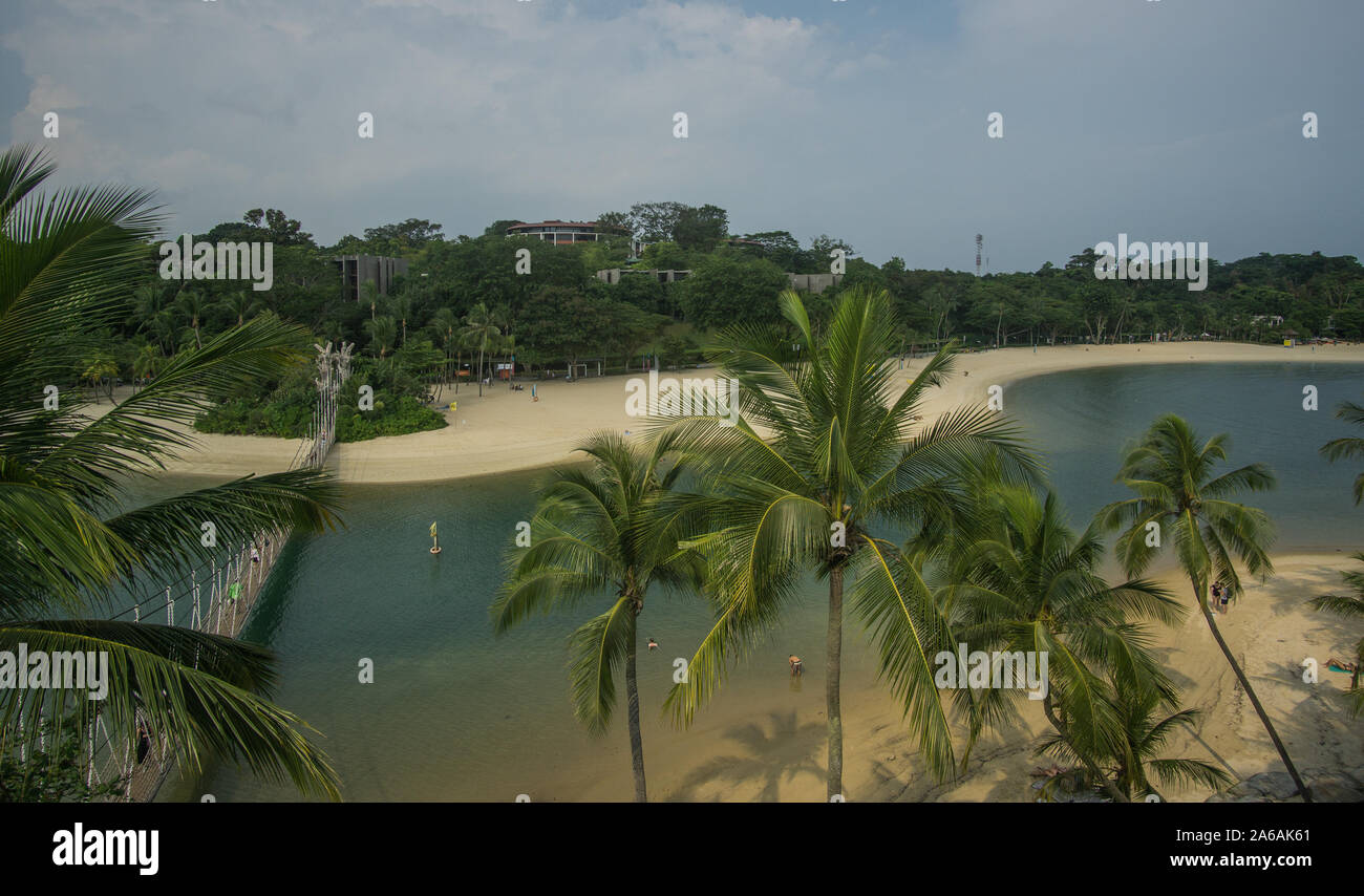 A beautiful sunny day at the beach in Sentosa island a very clean ...