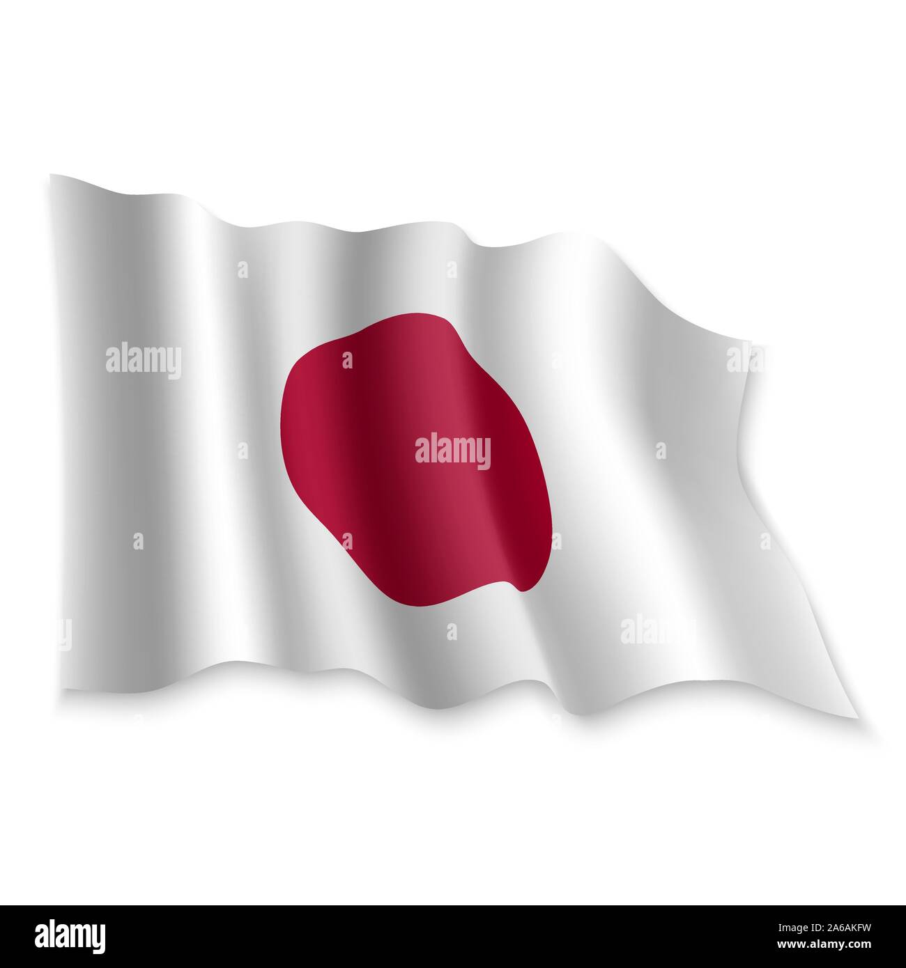 3D Realistic waving Flag of Japan on white background Stock Vector ...