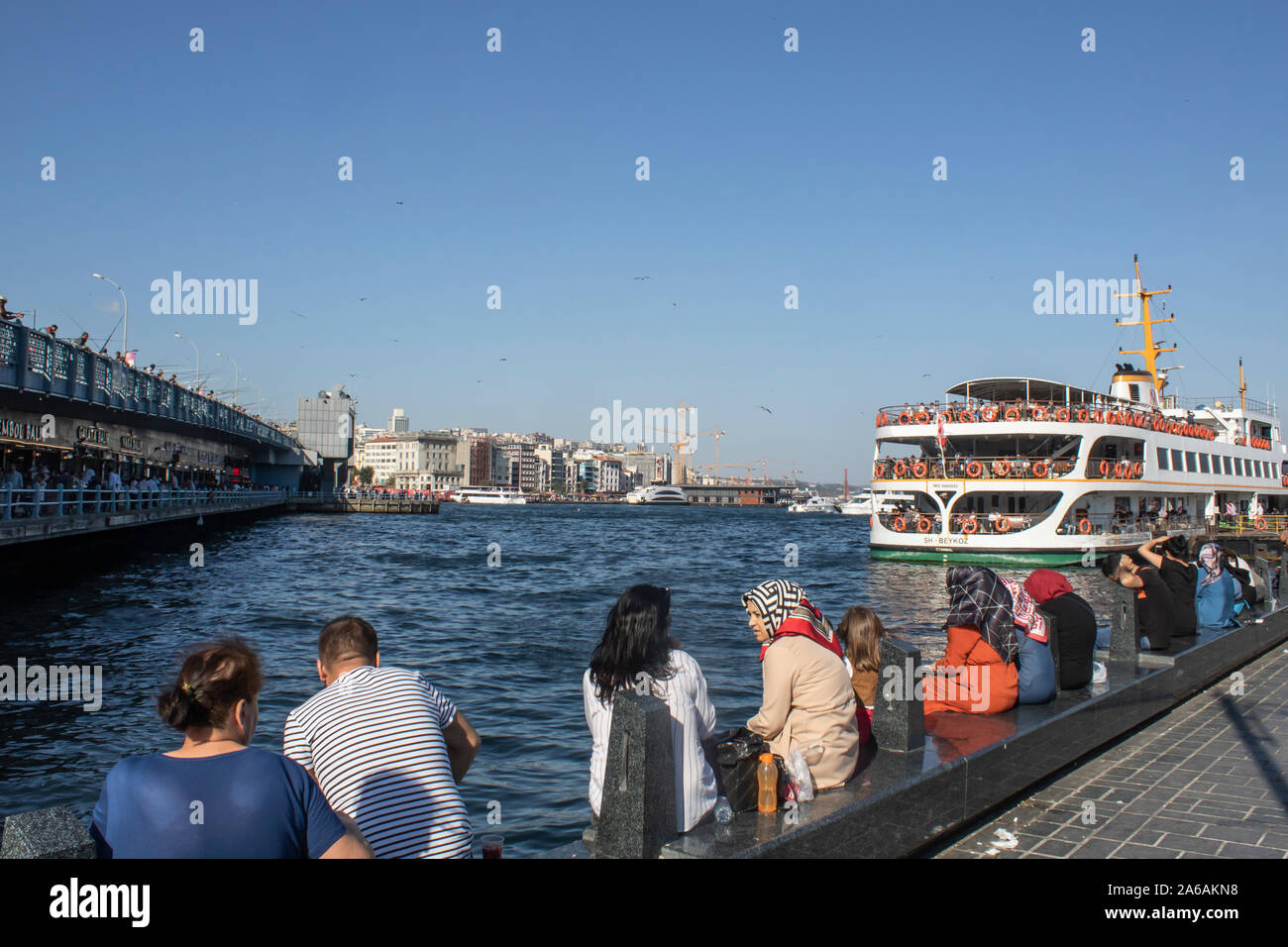 Istanbul, Turkey - September-14,2019: Eminonu Square and Galata Tower ...