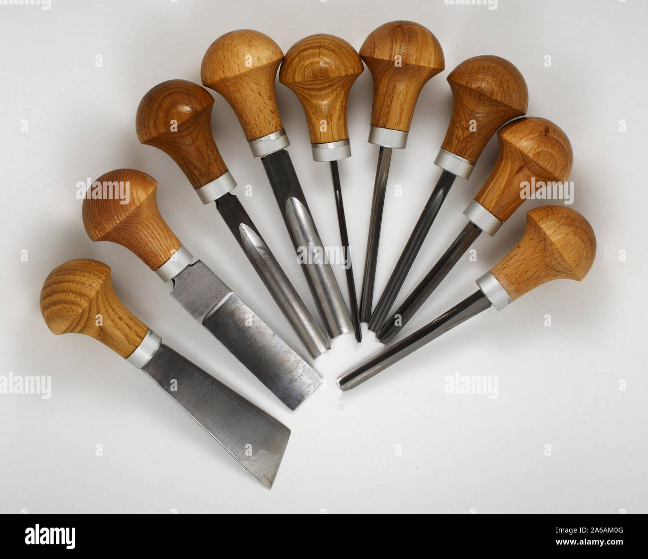 set of tools for carving on white background Stock Photo - Alamy
