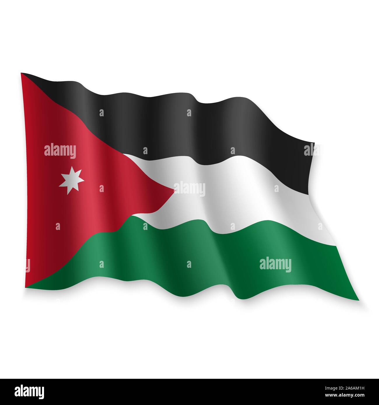 3D Realistic waving Flag of Jordan on white background Stock Vector ...