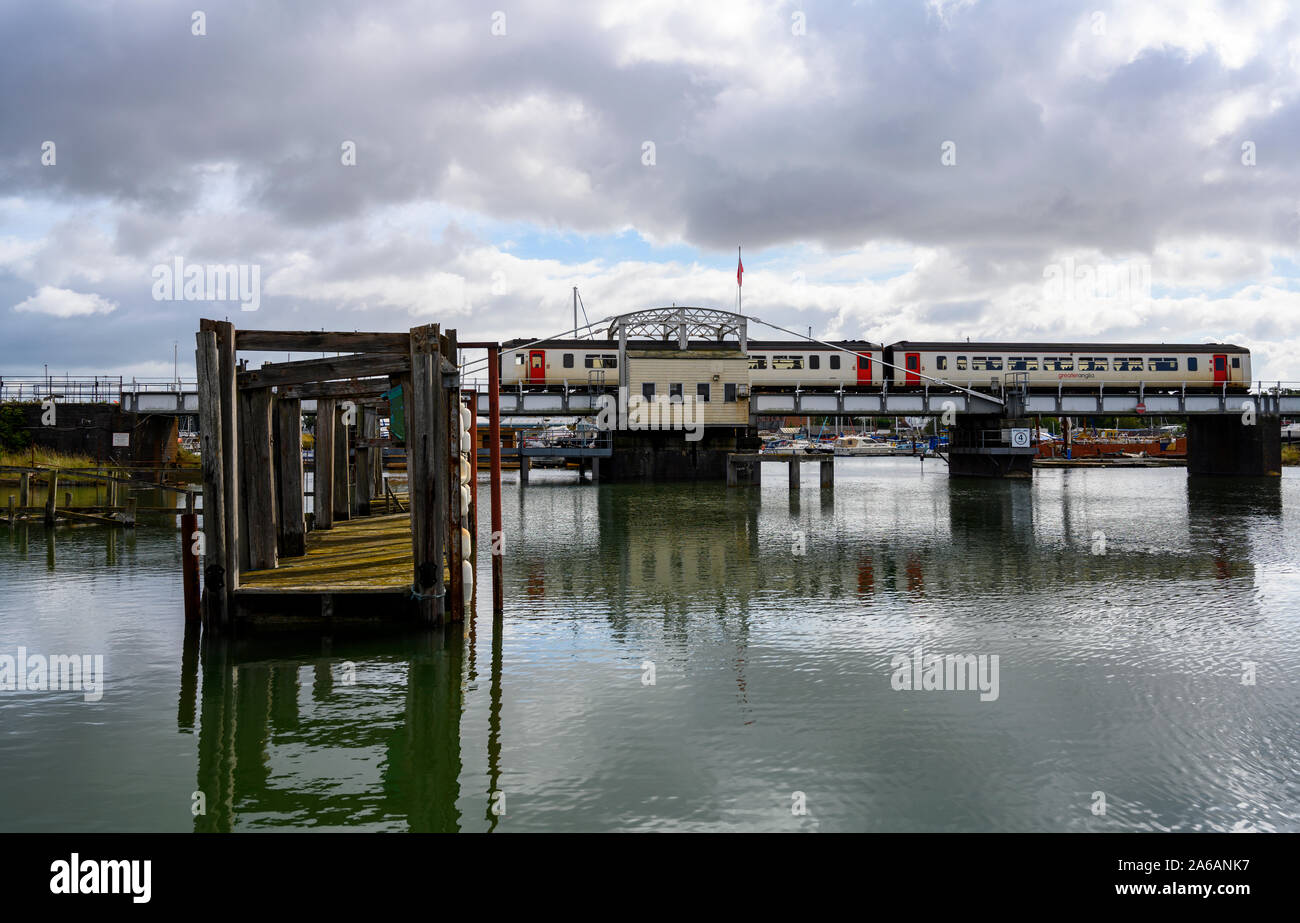 Oulton Broad railway swing bridge Suffolk UK Stock Photo - Alamy