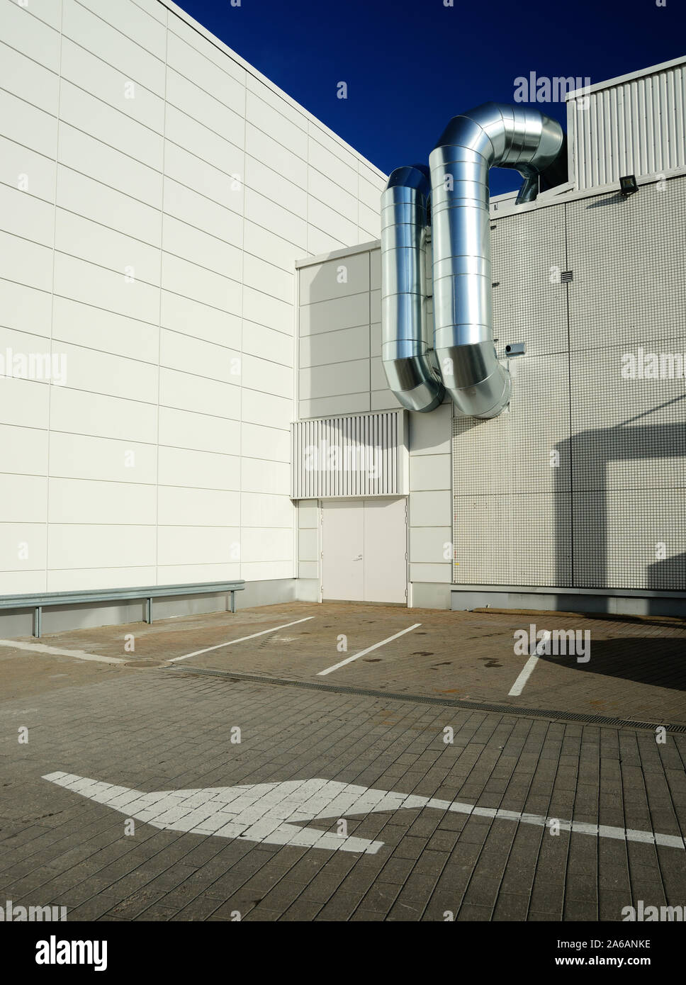 ventilation pipes of industrial building outdoor and parking Stock ...