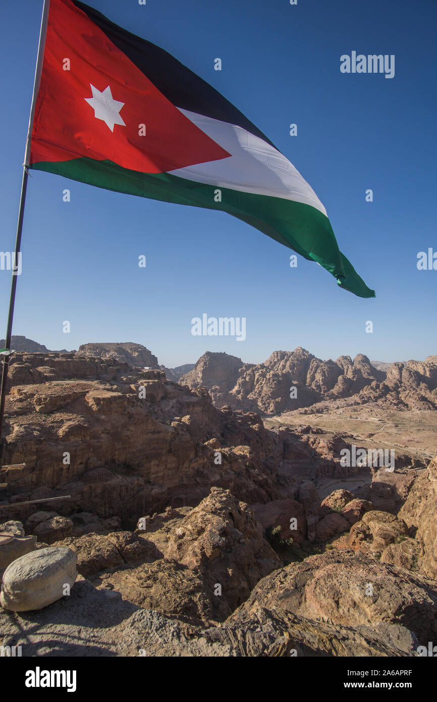 Jordanian flag petra jordan hi-res stock photography and images - Alamy