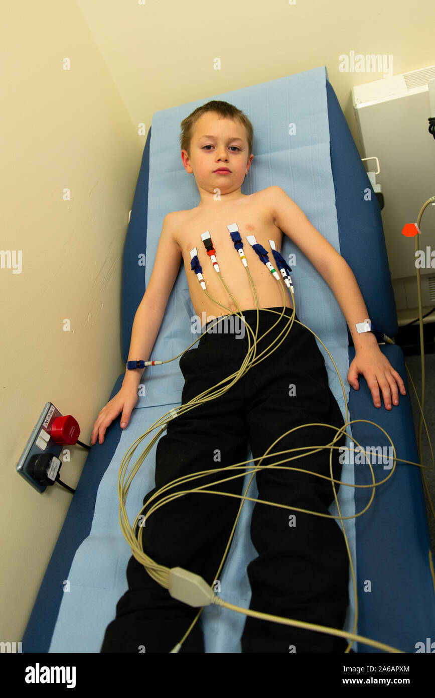 A little boy with ADHD, Autism, Aspergers Syndrome having an ECG ...