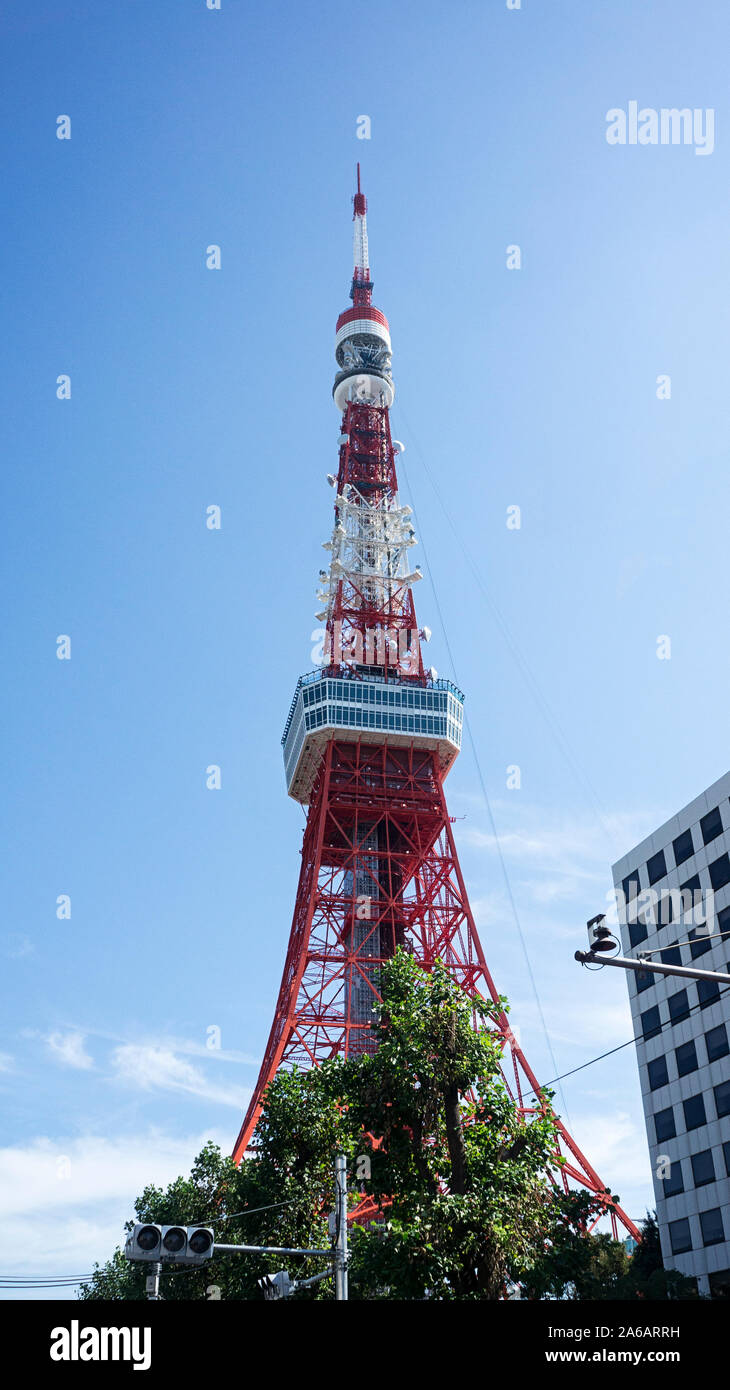 Tokyo tower Japan blue sky steel architecture day antenna Stock Photo ...