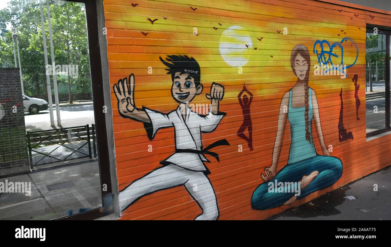 Mural Martial Arts and Yoga Stock Photo - Alamy
