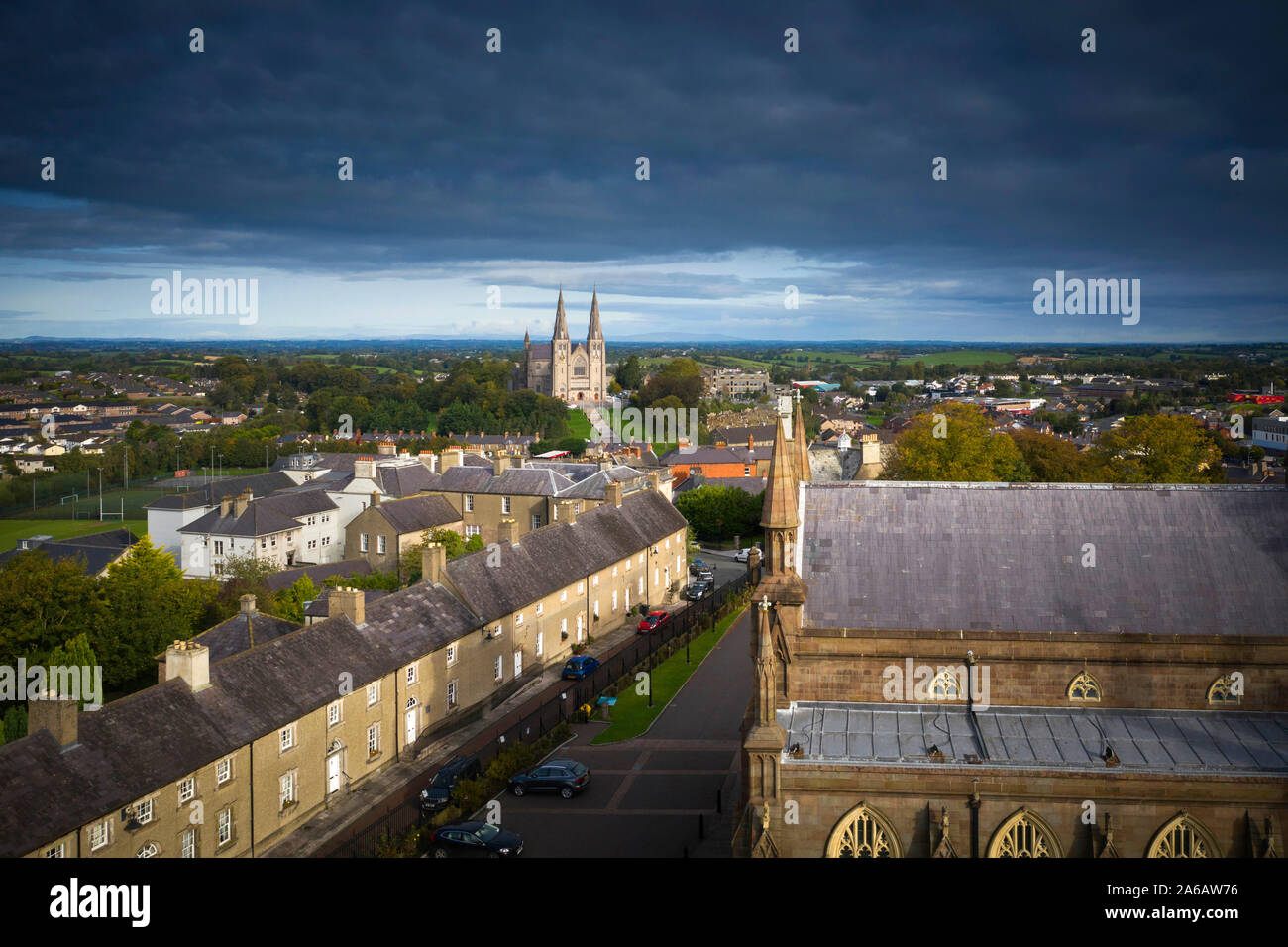 Aerial views of Armagh City, County Armagh, Northern Ireland Stock ...