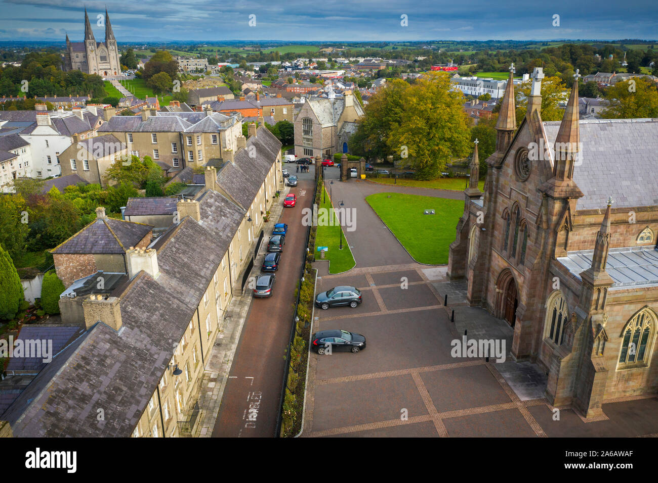 Aerial views of Armagh City, County Armagh, Northern Ireland Stock ...