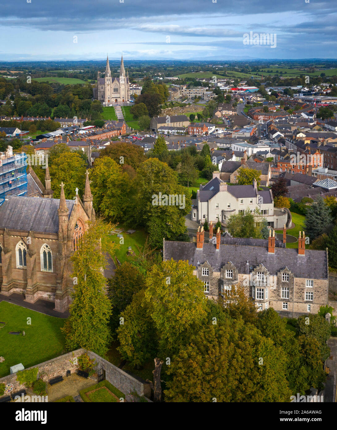 Aerial views of Armagh City, County Armagh, Northern Ireland Stock ...