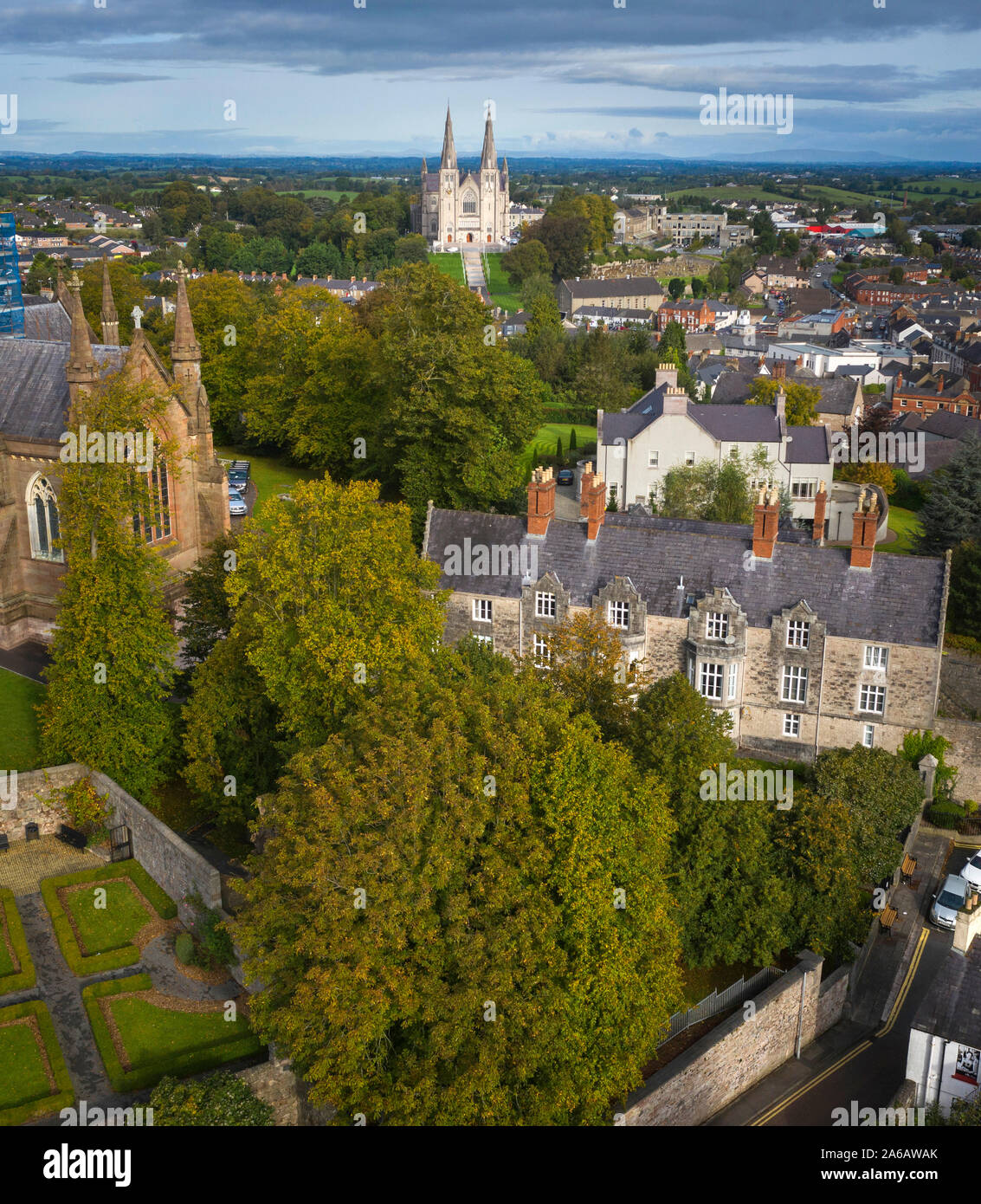 Aerial views of Armagh City, County Armagh, Northern Ireland Stock ...