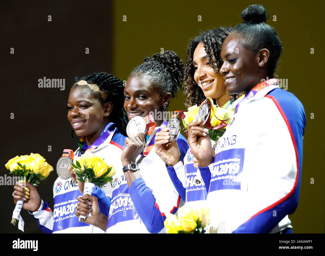 Great Britain's Asha Philip, Dina Asher-Smith, Ashleigh Nelson and ...