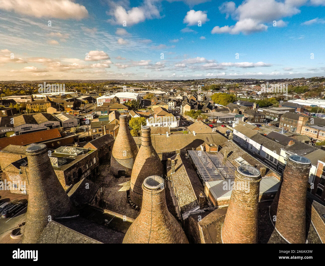 Aerial view of the famous bottle kilns at Gladstone Pottery Museum in ...