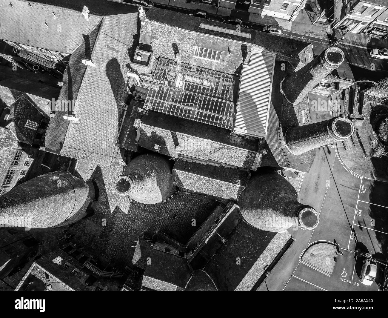 Aerial view of the famous bottle kilns at Gladstone Pottery Museum in ...