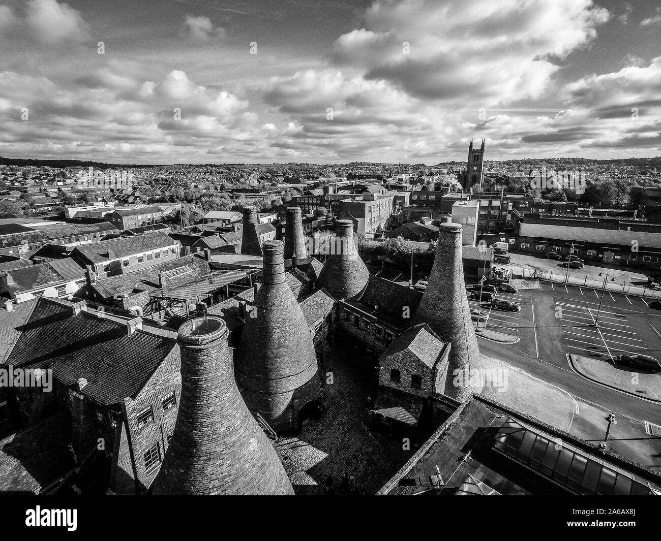 Aerial view of the famous bottle kilns at Gladstone Pottery Museum in ...