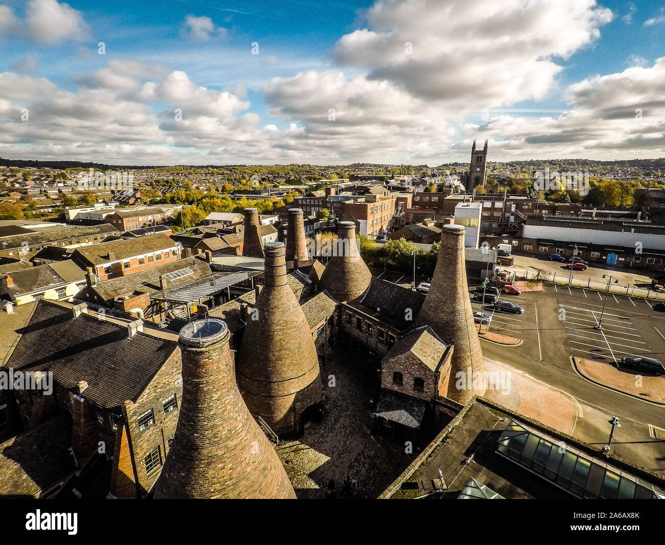 Aerial view of the famous bottle kilns at Gladstone Pottery Museum in ...