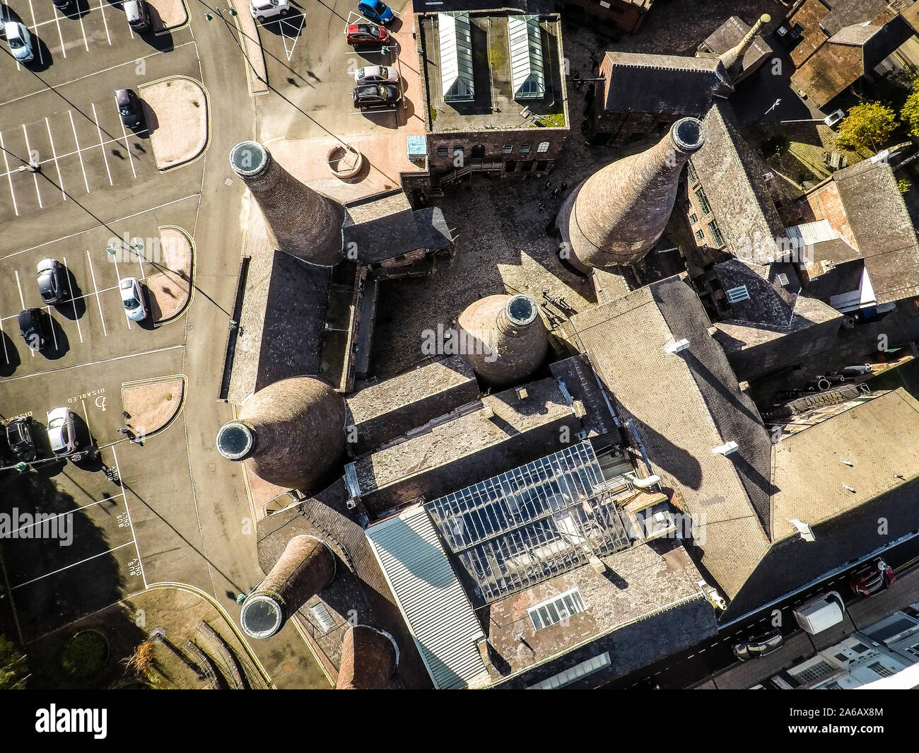 Aerial view of the famous bottle kilns at Gladstone Pottery Museum in ...