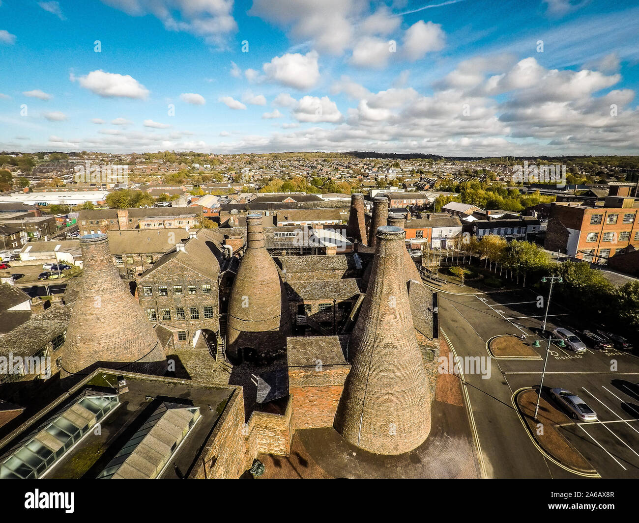 Aerial view of the famous bottle kilns at Gladstone Pottery Museum in ...