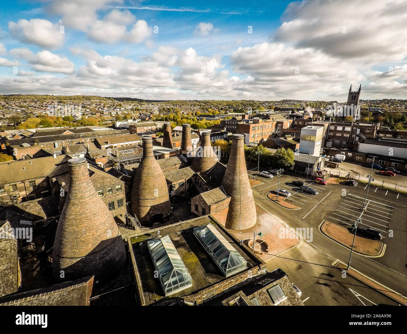 Aerial view of the famous bottle kilns at Gladstone Pottery Museum in ...