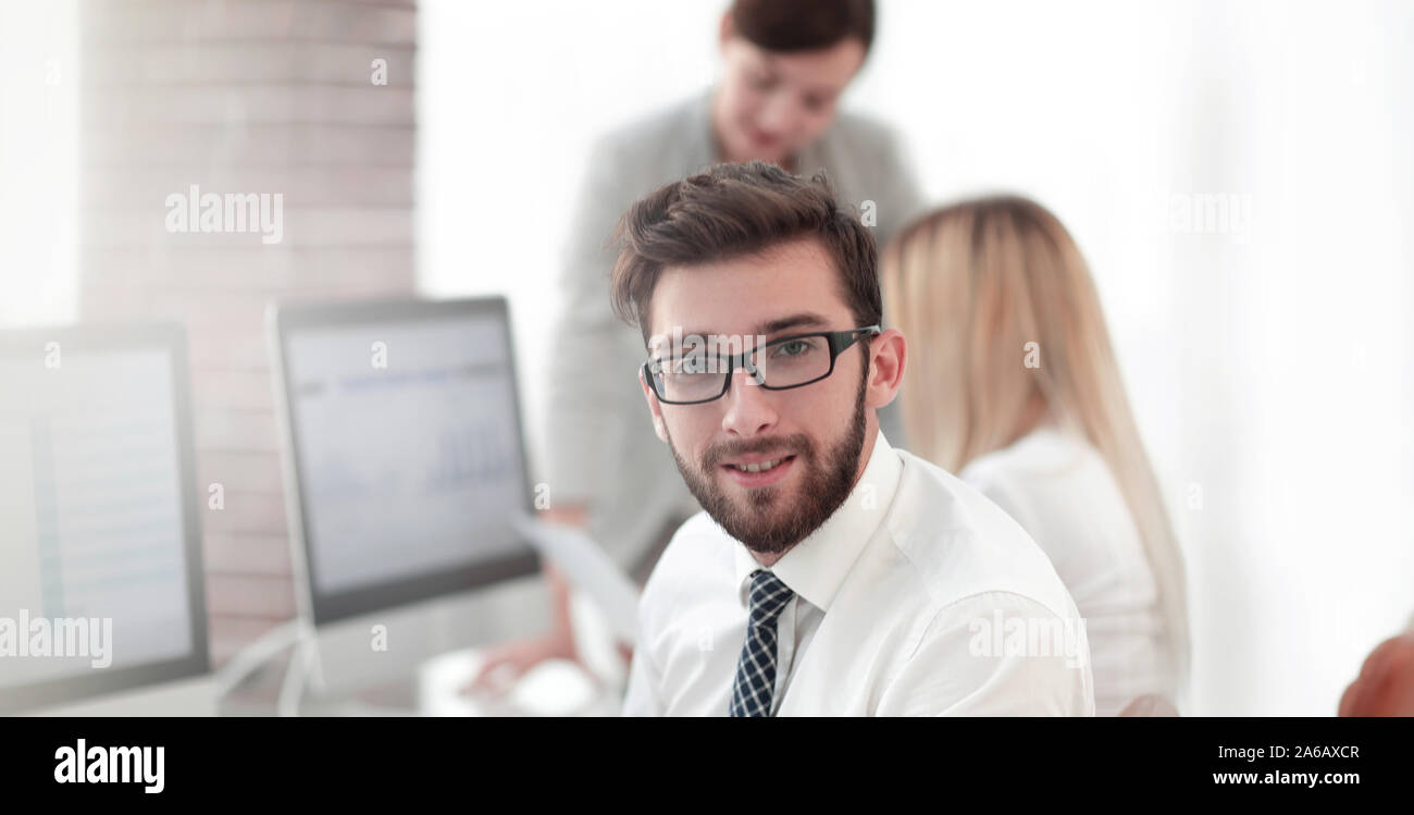 experienced programmer sitting in front of the monitor Stock Photo - Alamy