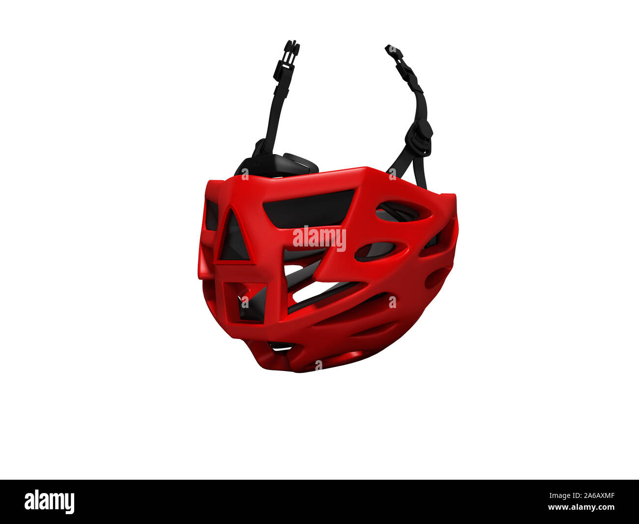 Modern red bicycle helmet for trips isolated 3d render on white ...