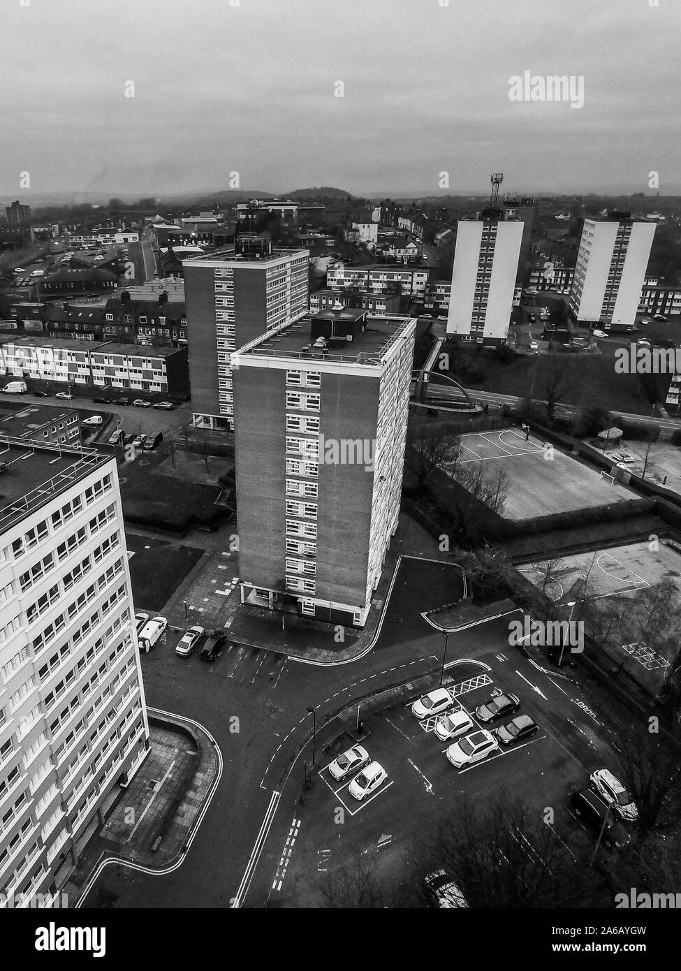 High density social housing Black and White Stock Photos & Images - Alamy