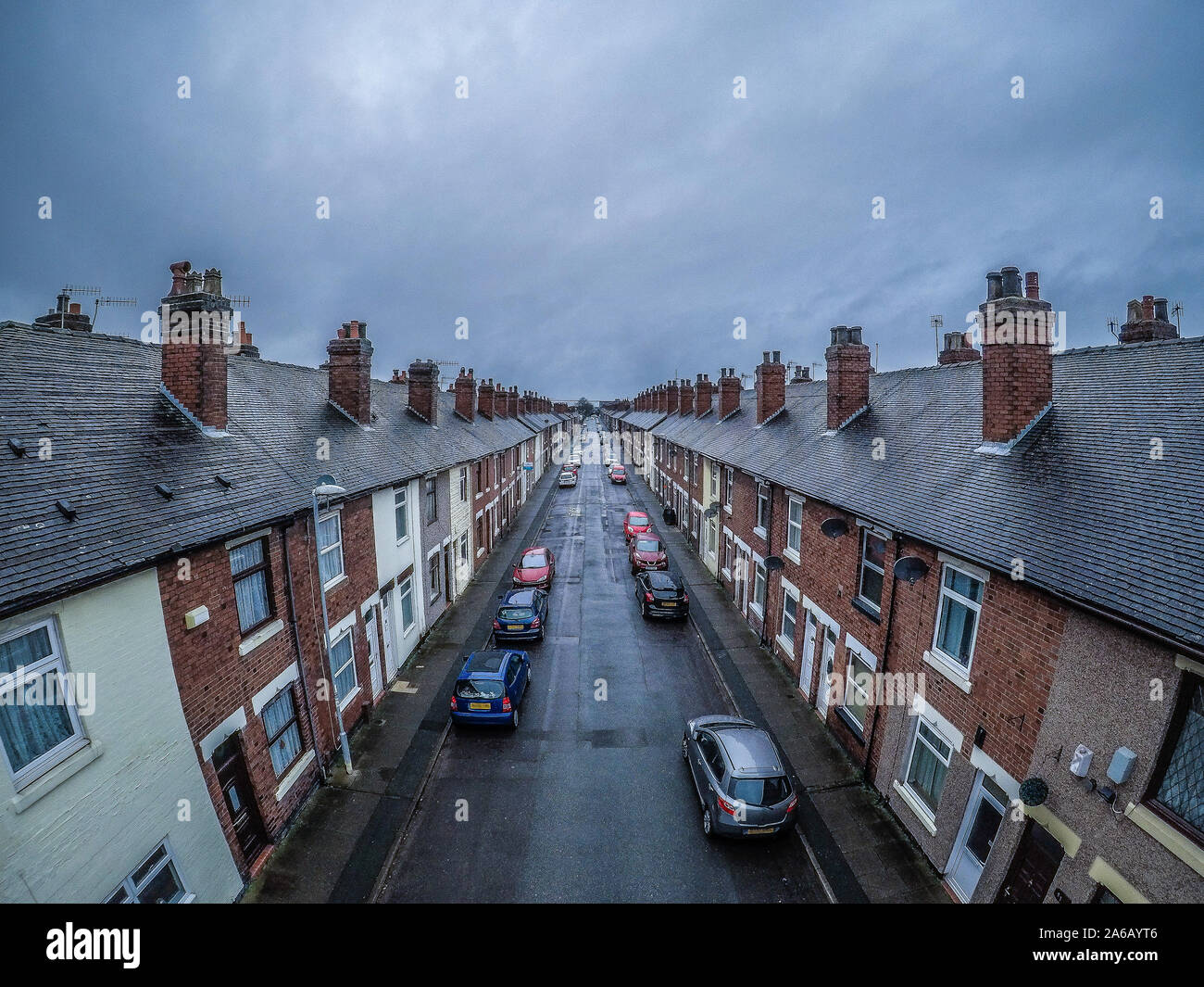 Aerial photograph of Oldfield Street in one of Stoke on Trents poorer ...