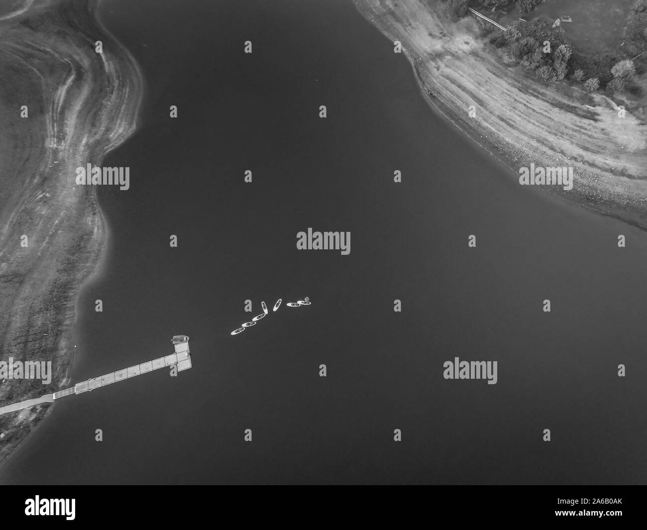 Aerial view of the beautiful Tittesworth water, Reservoir at sunset ...