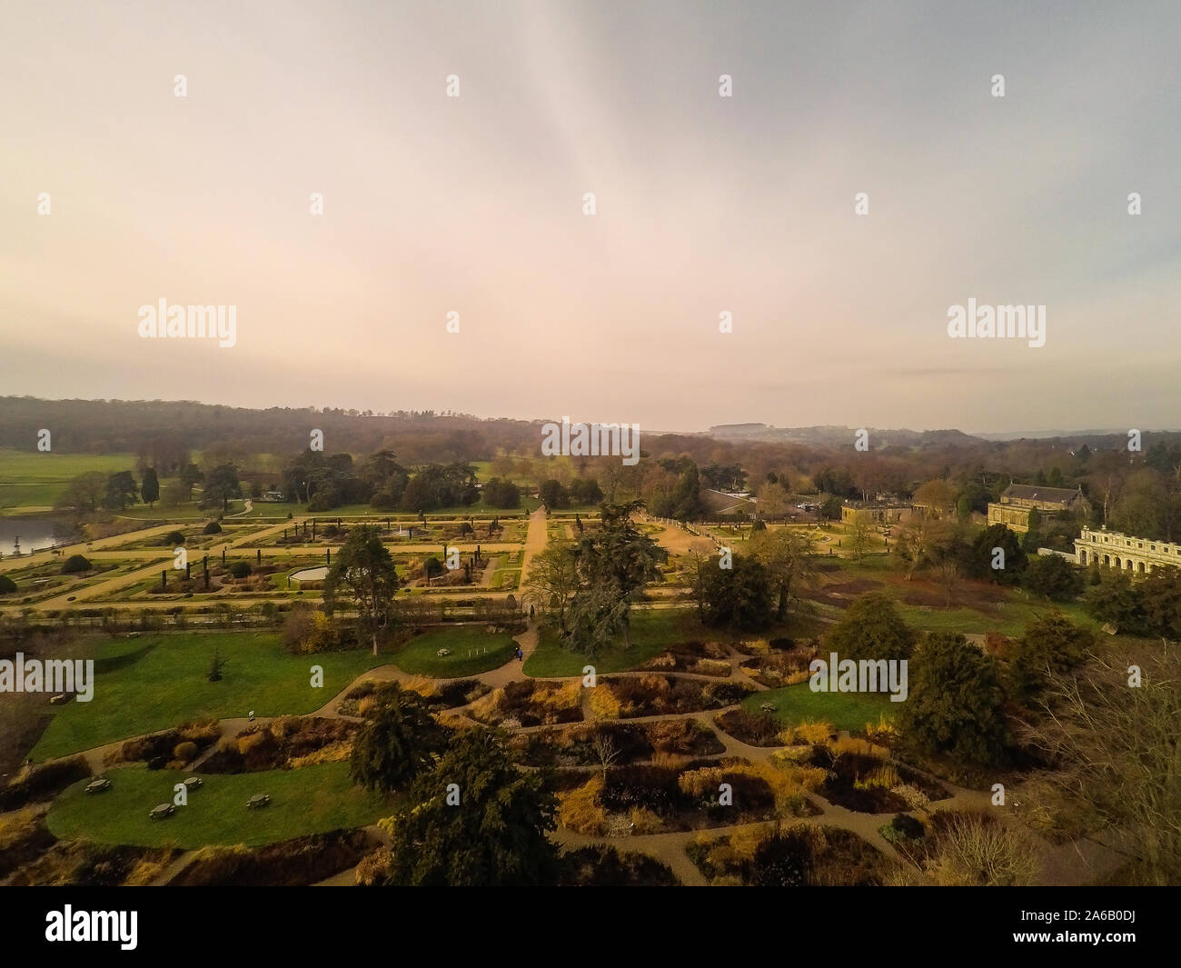 Aerial view of the Trentham Gardens Estate, in Trentham, Stoke on Trent ...