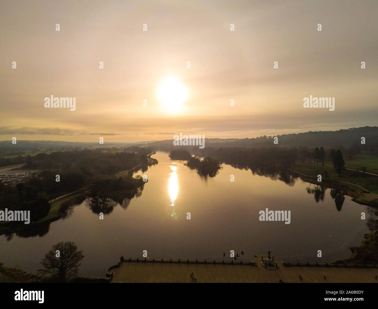 Aerial view of the Trentham Gardens Estate, in Trentham, Stoke on Trent ...