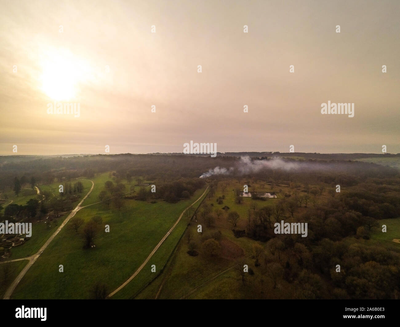 Aerial view of the Trentham Gardens Estate, in Trentham, Stoke on Trent ...