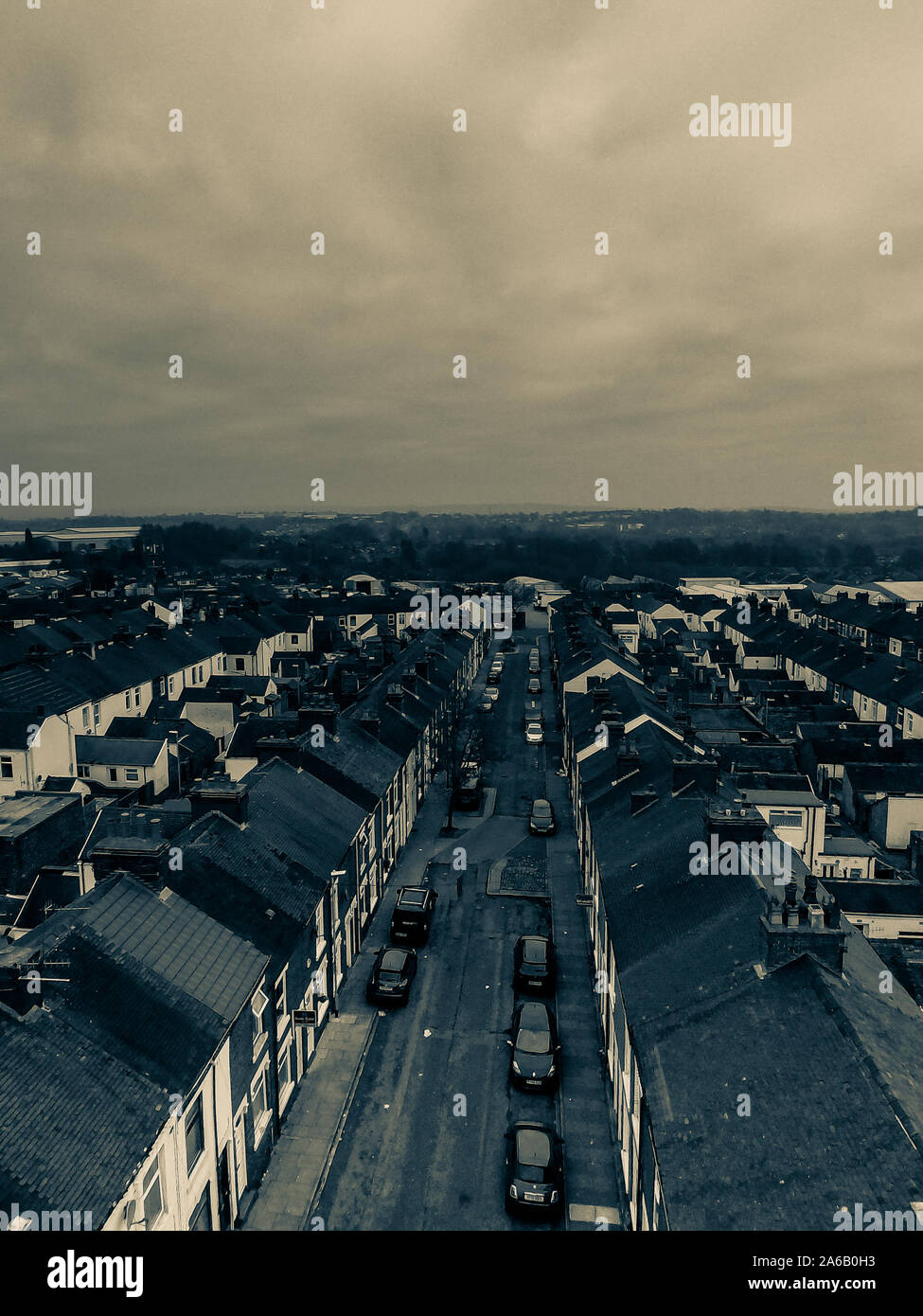 Aerial view of the poverty stricken area of Tunstall and Chell Heath in ...