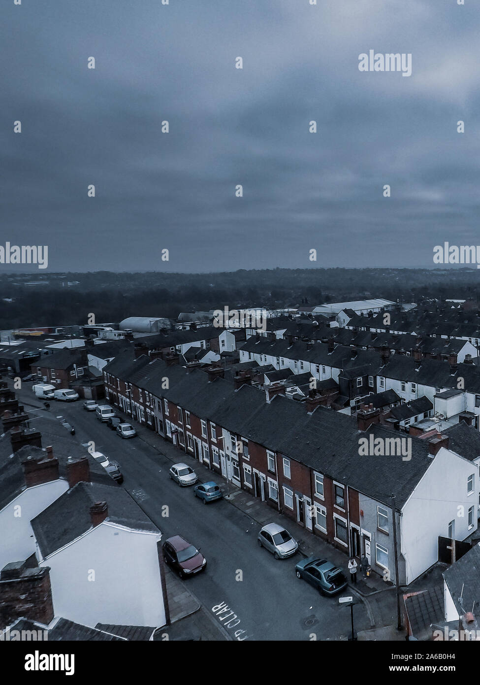 Aerial view of the poverty stricken area of Tunstall and Chell Heath in ...