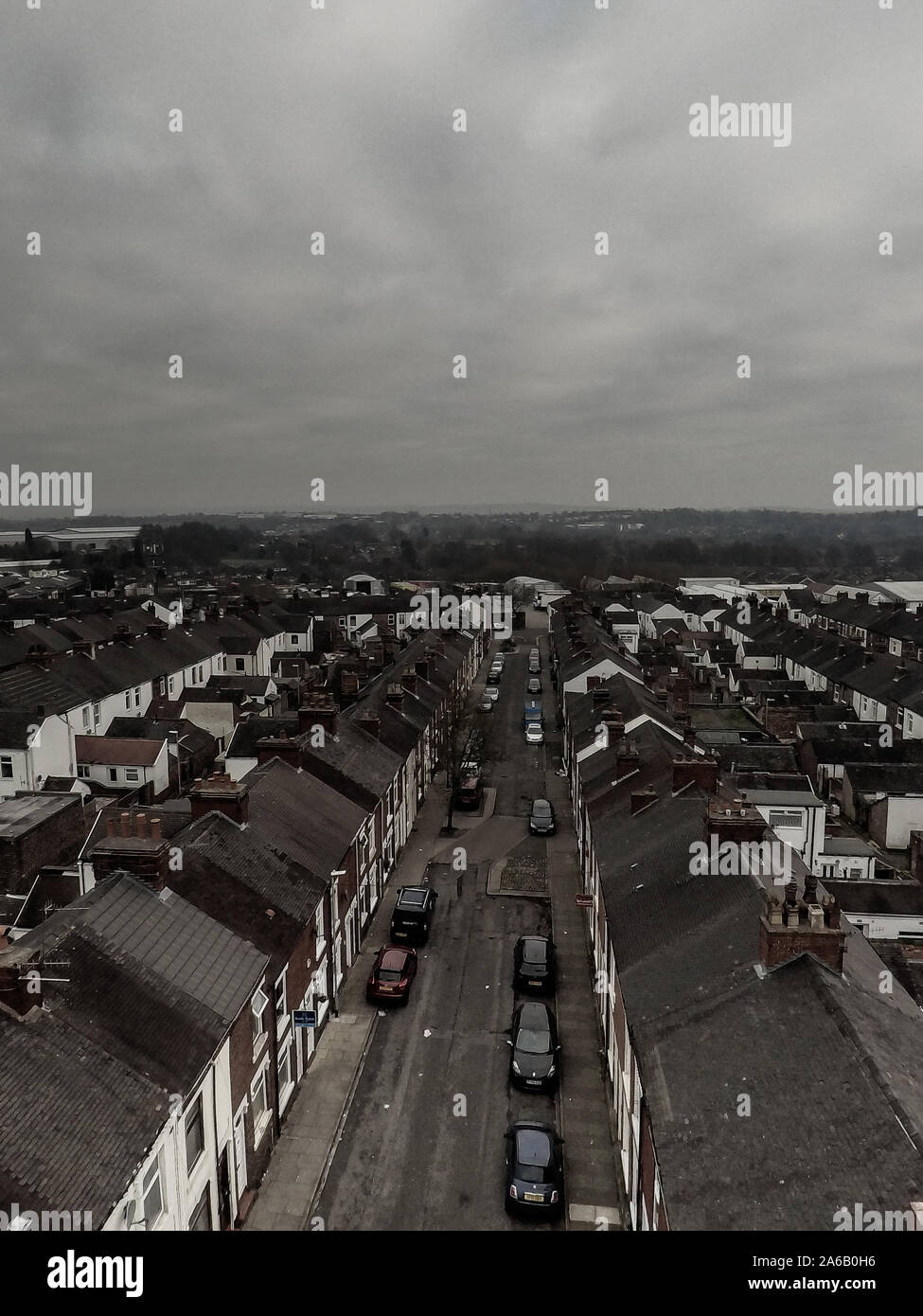 Aerial view of the poverty stricken area of Tunstall and Chell Heath in ...