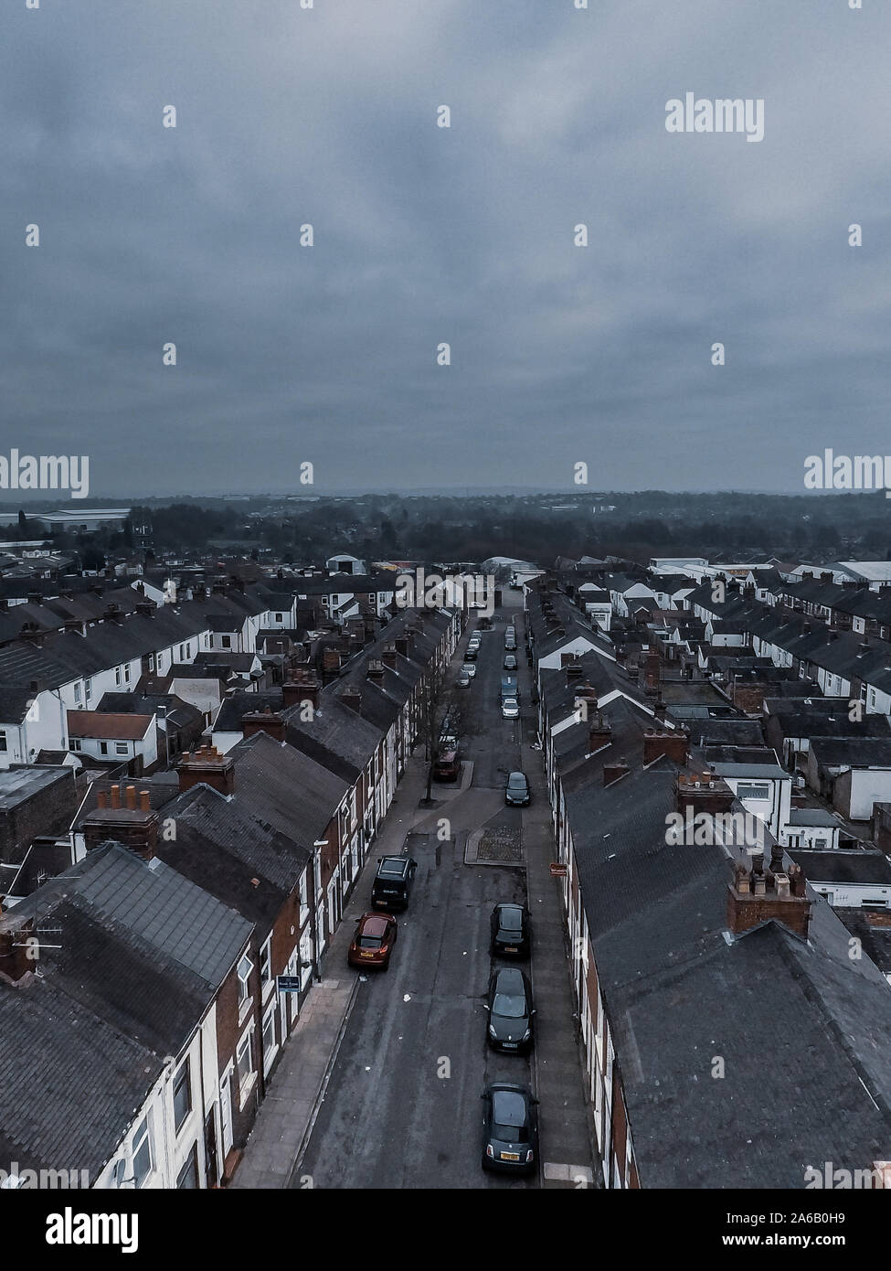 Aerial view of the poverty stricken area of Tunstall and Chell Heath in ...